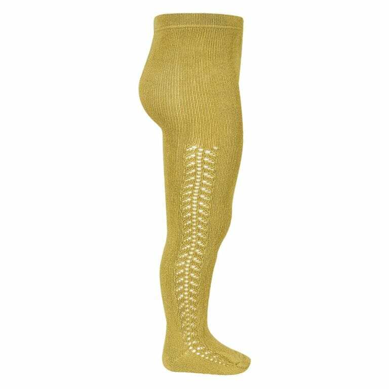 Mustard side openwork tights • Petite Kingdom
