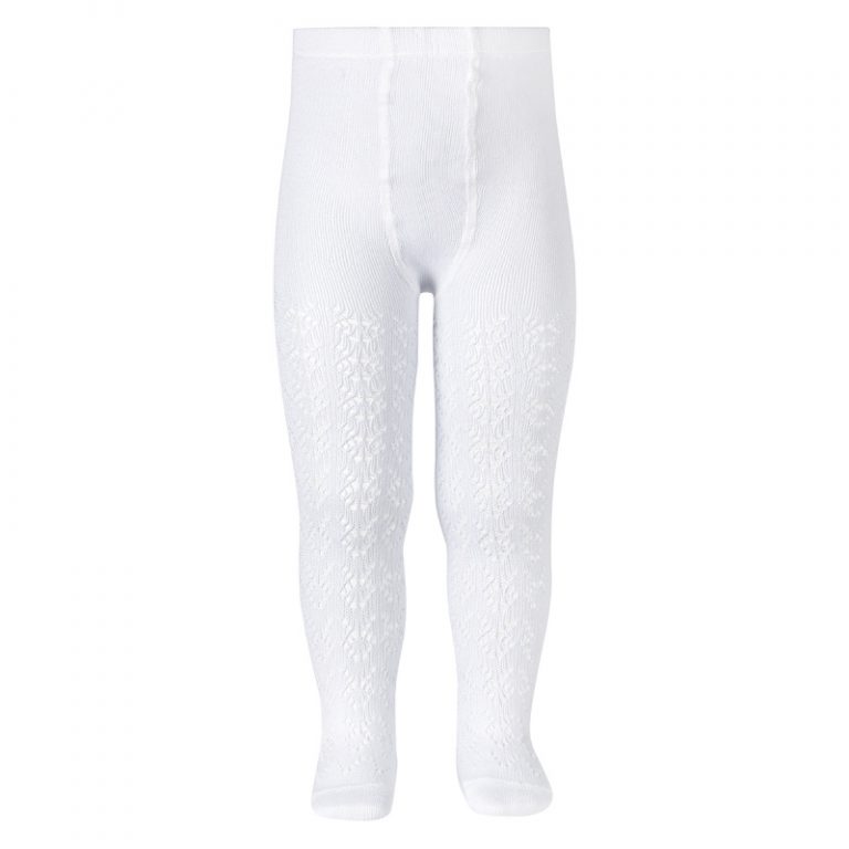 White geometric tights with bow • Petite Kingdom